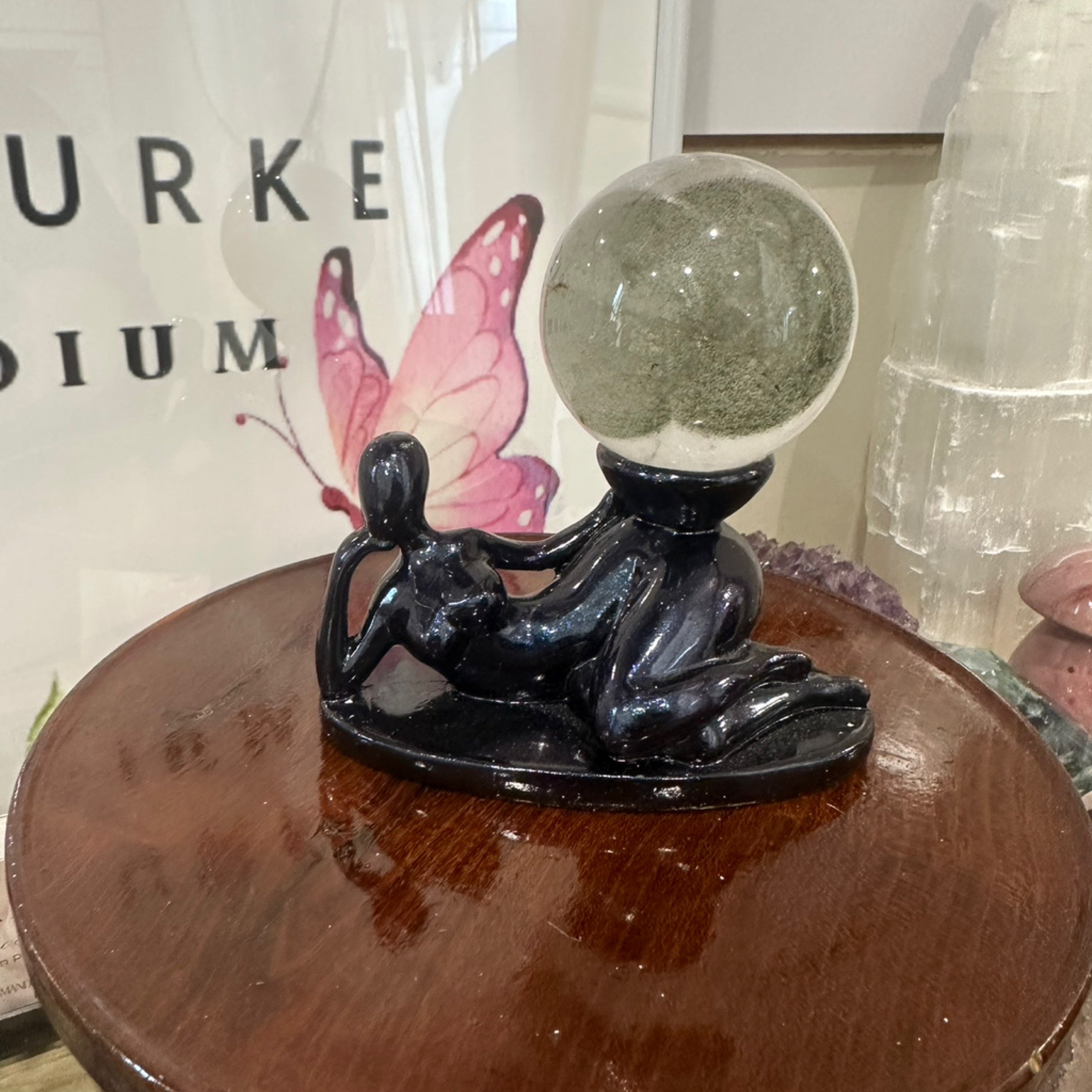 Ghost Quartz 5cm Sphere With Resting woman Stand | Amanda Bourke ...